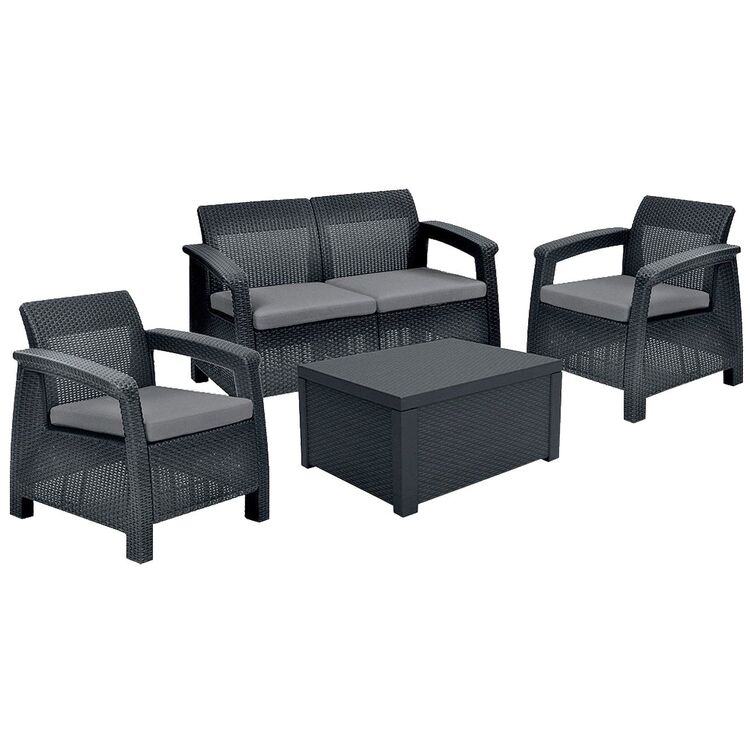 Set mobilier de grădină Keter Corfu Box 1908 (Graphite/Grey)