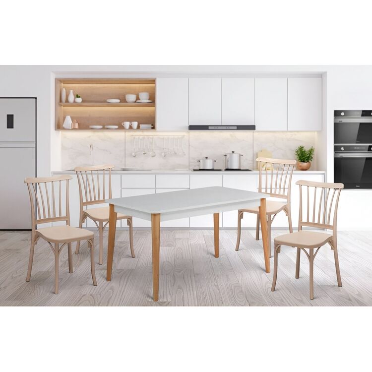 Set de sufragerie ModaLife Eva/Violet 1+4 (White/Cappuccino) cumpără în ...