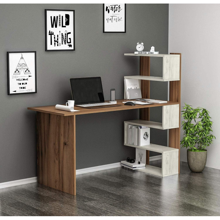 Masa de birou Modern Komfi 1 142cm (Brandy Castello Oak/Craft Oak White ...