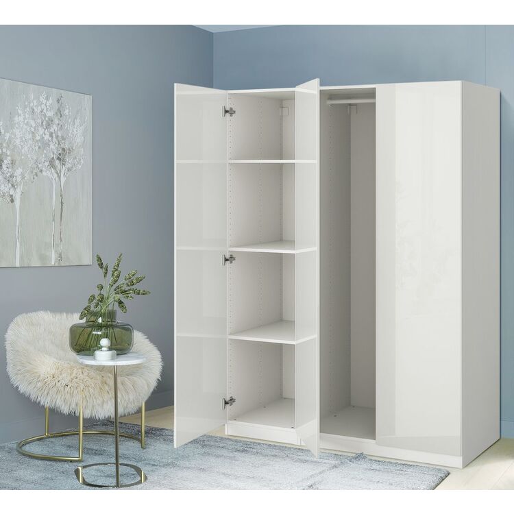 Шкаф Ikea Pax/Fardal полки/штанга 150x60x201 (Белый/Глянцевый Белый ...