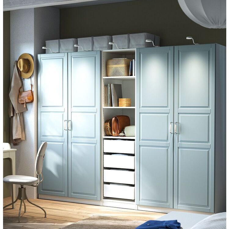 Dulap Ikea Pax/Fjarehals rafturi/bare/sertare/cosuri 250x60x201 (Alb ...