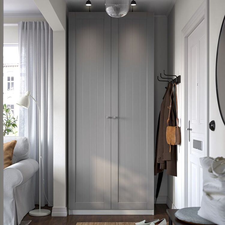Dulap Ikea Pax/Gullaberg rafturi/bara/cosuri 100x60x236 (Alb/Gri ...