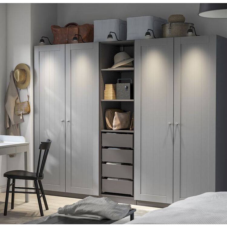 Dulap Ikea Pax/Gullaberg rafturi/bare/sertare/cosuri 250x60x201 (Gri ...