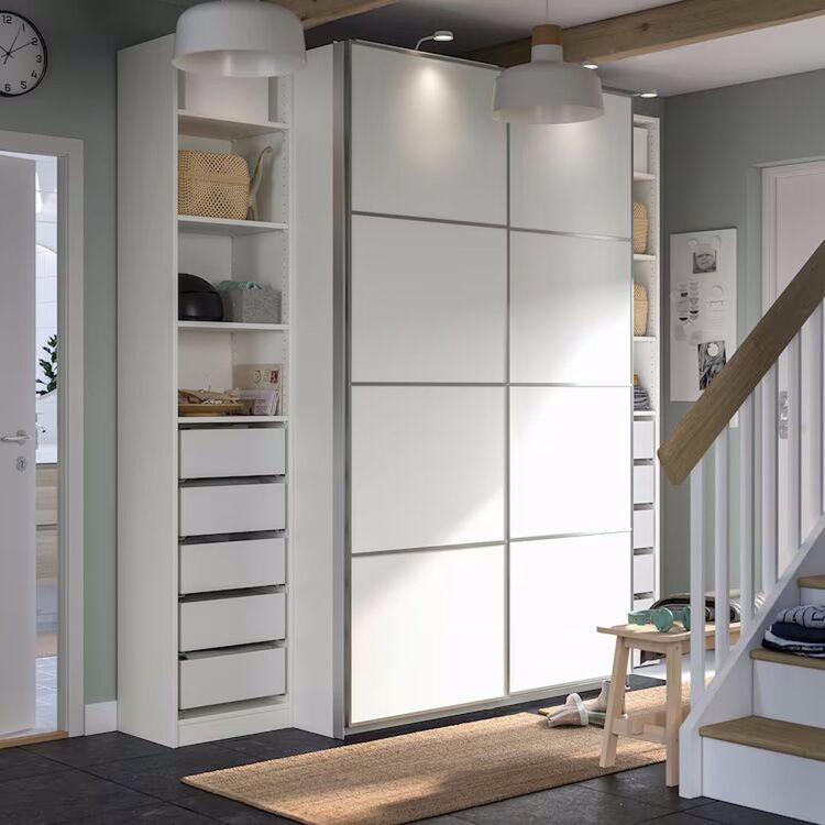 Dulap-cupe Ikea Pax/Mehamn rafturi/bare/cosuri/sertare/2 fete ...