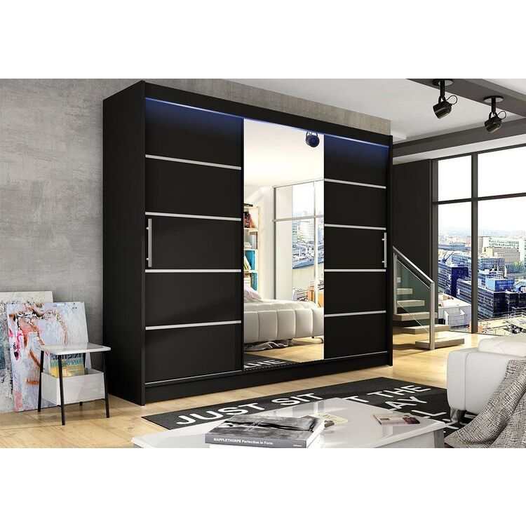 Dulap-cupe Mirjan24 Dasto/Aston VI cu LED iluminare (Black)