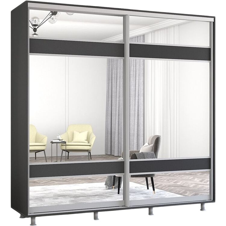 Dulap-cupe Mobildor Aron cu oglinda K3 Zebra 230x210x60 (Anthracite ...