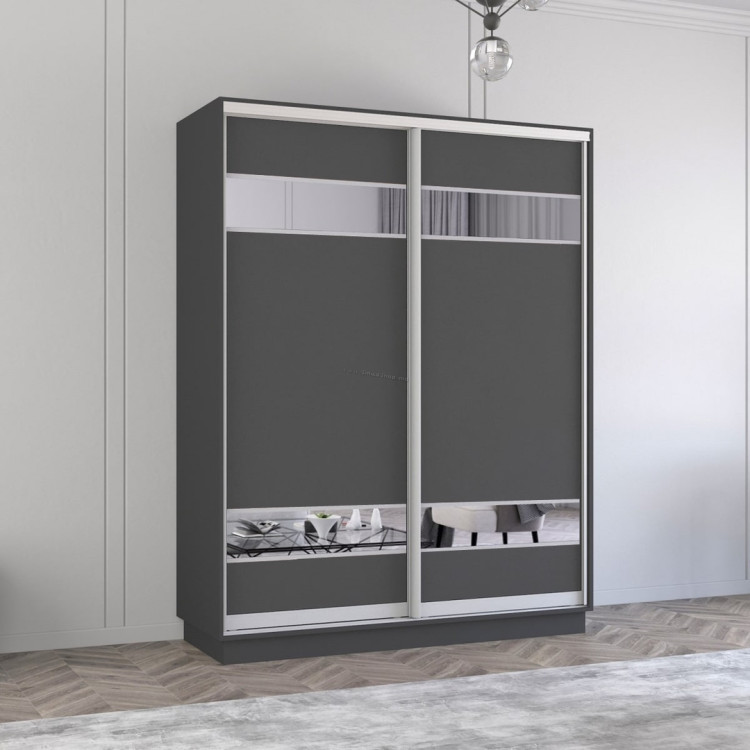 Dulap-cupe Mobildor Fox cu elemente din oglinda 220x210x60 (Anthracite ...
