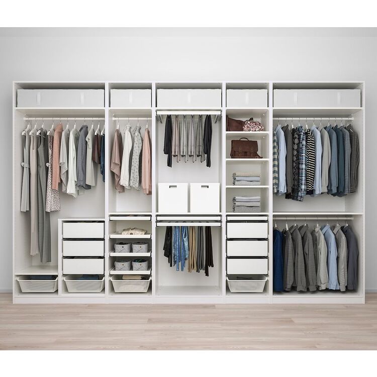 Sistem depozitare Ikea Pax rafturi/bare/sertare/cosuri 375x58x236 (Alb ...