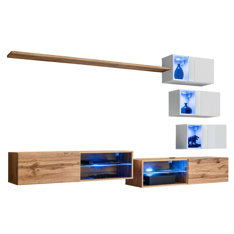 Living ASM Switch XXIV WTW SW24 2.5m (White Gloss/Wotan Oak) cumpără în ...