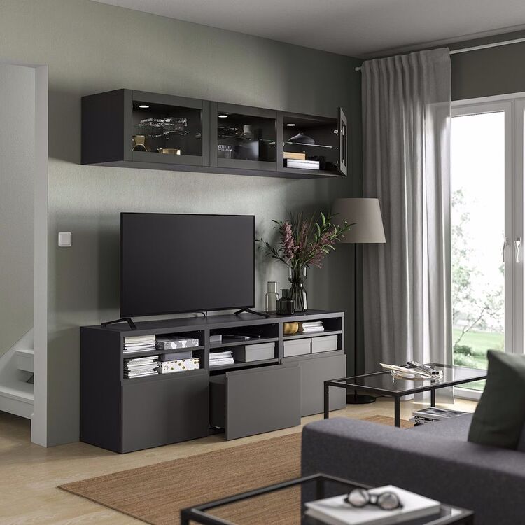 Гостиная Ikea Besta/Sindvik/Vasterviken стеклянные дверцы/плавно ...