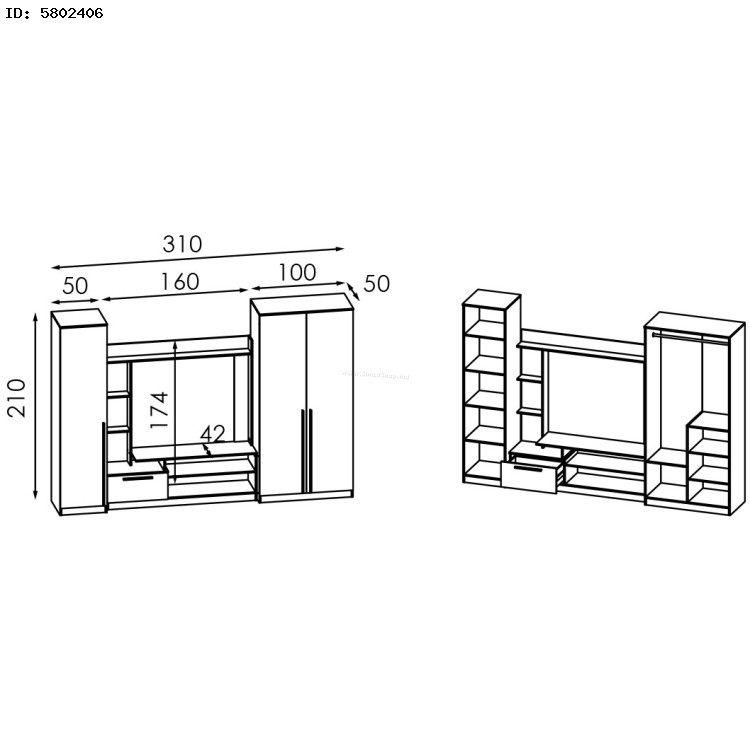 Living Modern Lester 3.1m (Brandy Castello Oak/Cashmere) cumpără în ...