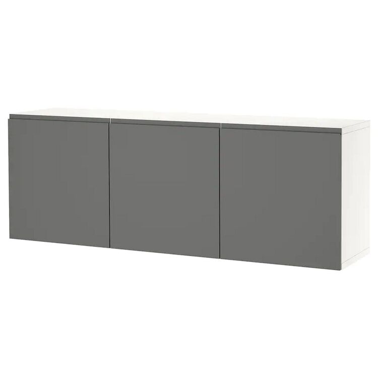 Dulap suspendat Ikea Besta 180x42x64 (Alb/Vasterviken Gri Inchis ...