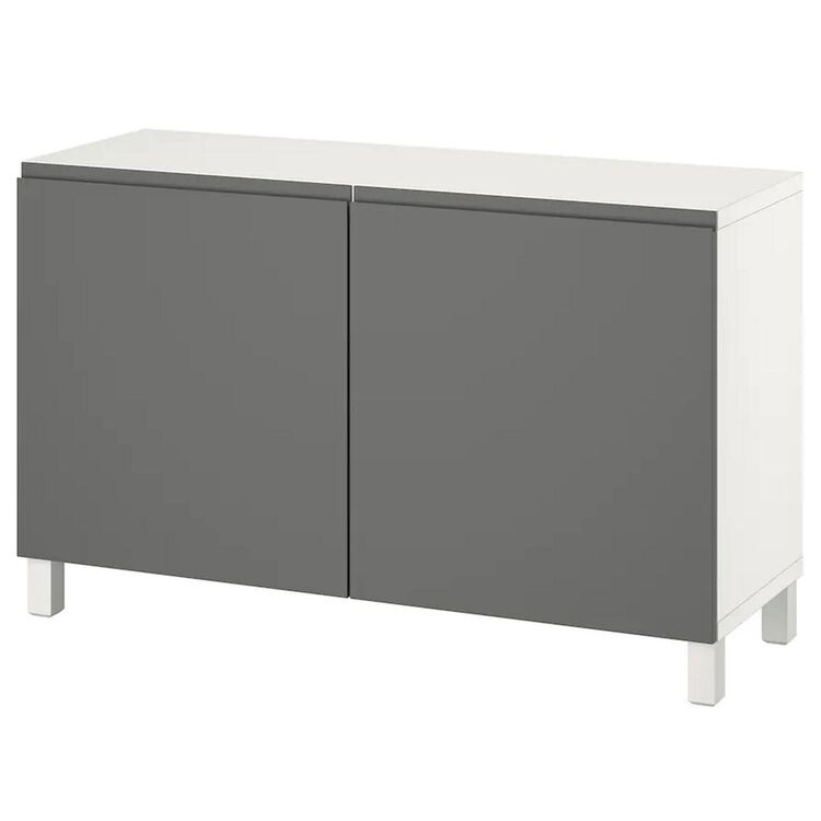 Tumba Ikea Besta cu usi 120x42x74 (Alb/Vasterviken/Stubbarp Gri Inchis ...