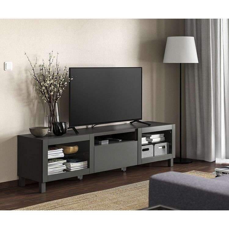 Тумба РТВ Ikea Besta 180x42x48 (Темно-серый Синдвик/Лаппвикен/Стуббарп ...