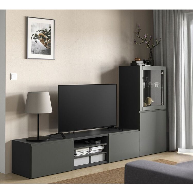 Tumba pentru TV Ikea Besta deschidere apăsare 240x42x129 (Gri Inchis ...