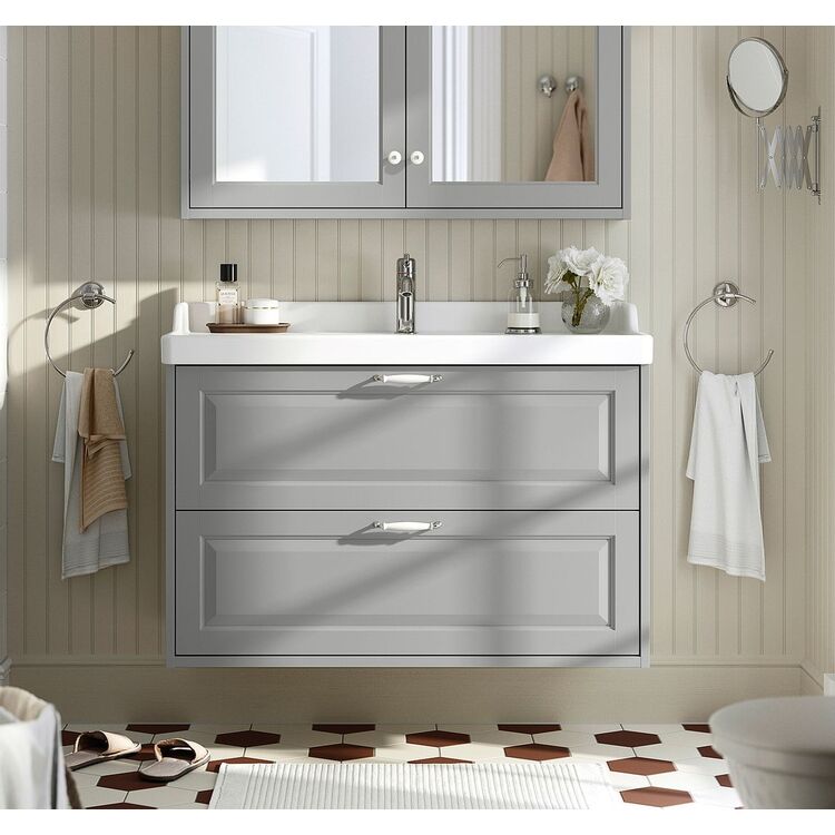 Set tumba cu lavoar Ikea Tannforsen/Rutsjon cu sertare 102x49x74 (Gri)