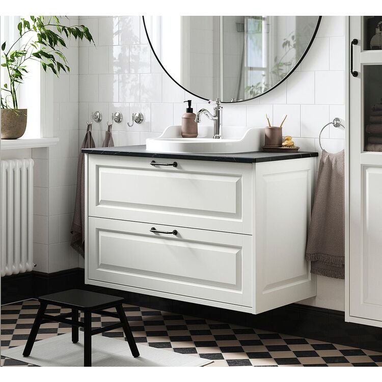 Set tumba cu lavoar Ikea Tannforsen/Rutsjon cu sertare 102x49x76 (Alb ...