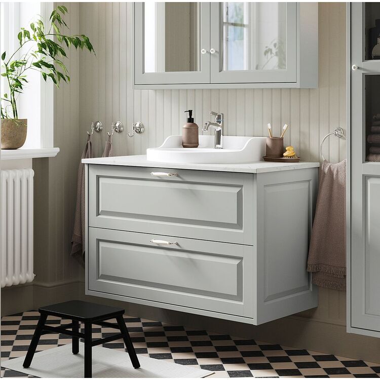 Set tumba cu lavoar Ikea Tannforsen/Rutsjon cu sertare 102x49x76 (Gri ...