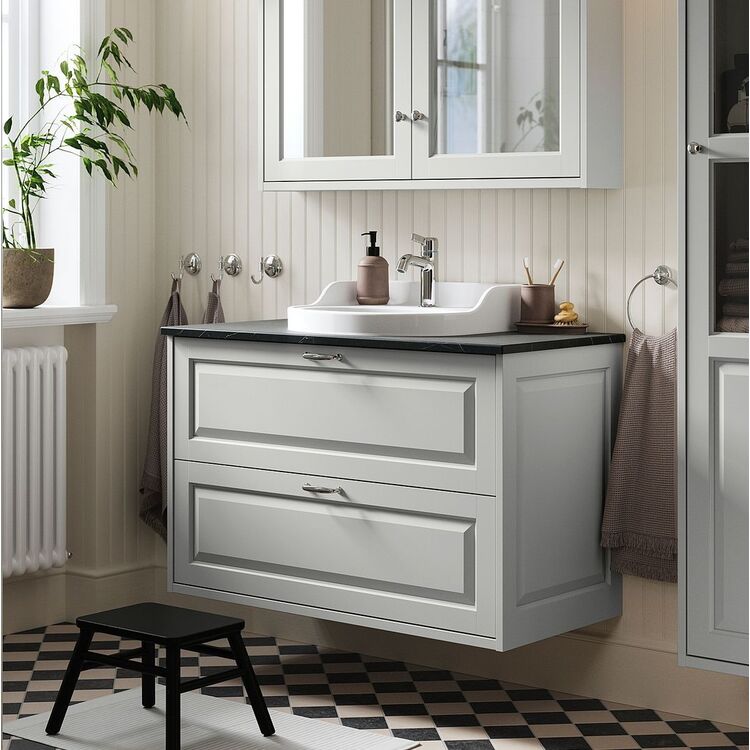 Set tumba cu lavoar Ikea Tannforsen/Rutsjon cu sertare 102x49x76 (Gri ...