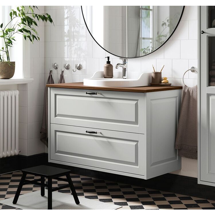 Set tumba cu lavoar Ikea Tannforsen/Rutsjon cu sertare 102x49x76 (Gri ...