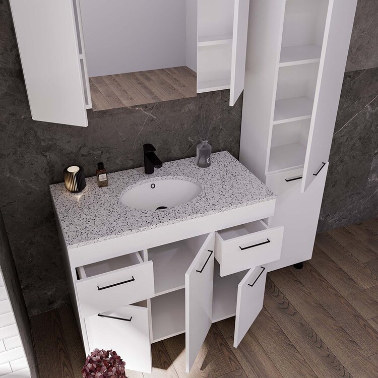 Set dulap cu lavoar Supraten Nantes 100 + GR 100 (White) cumpără în ...