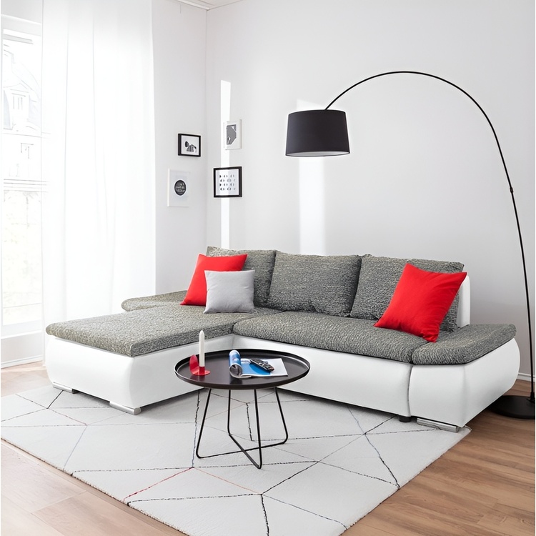 Canapea de colt Inspira Furniture Acra Left Soft 17/Lawa 05 (White/Grey ...