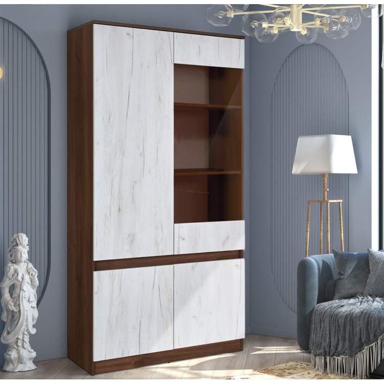 Vitrina Modern Komfi 100cm (Brandy Castello Oak/Craft Oak White ...