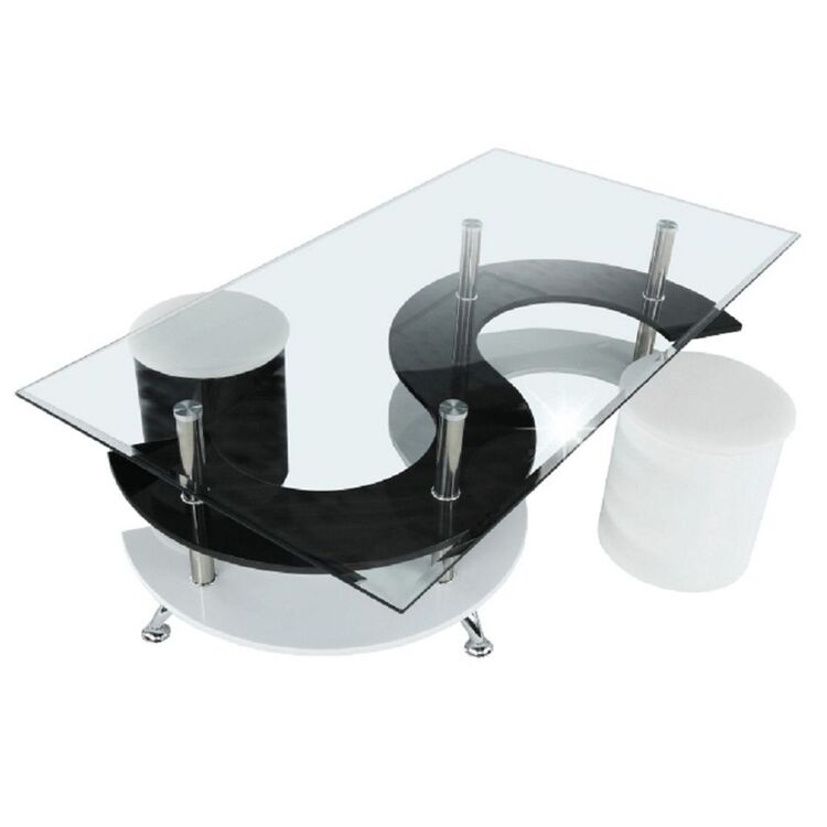 Masa pentru reviste cu tabureti Mobhaus Supert (White Extra High Gloss ...