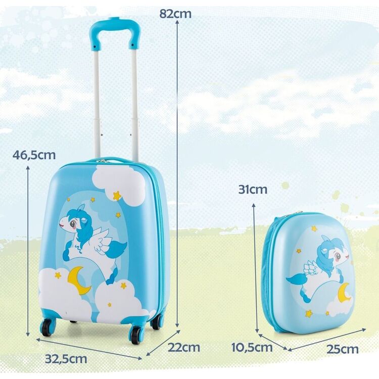 Valiza + ghiozdan pentru copii Costway BN10004BL (Blue) cumpără în ...