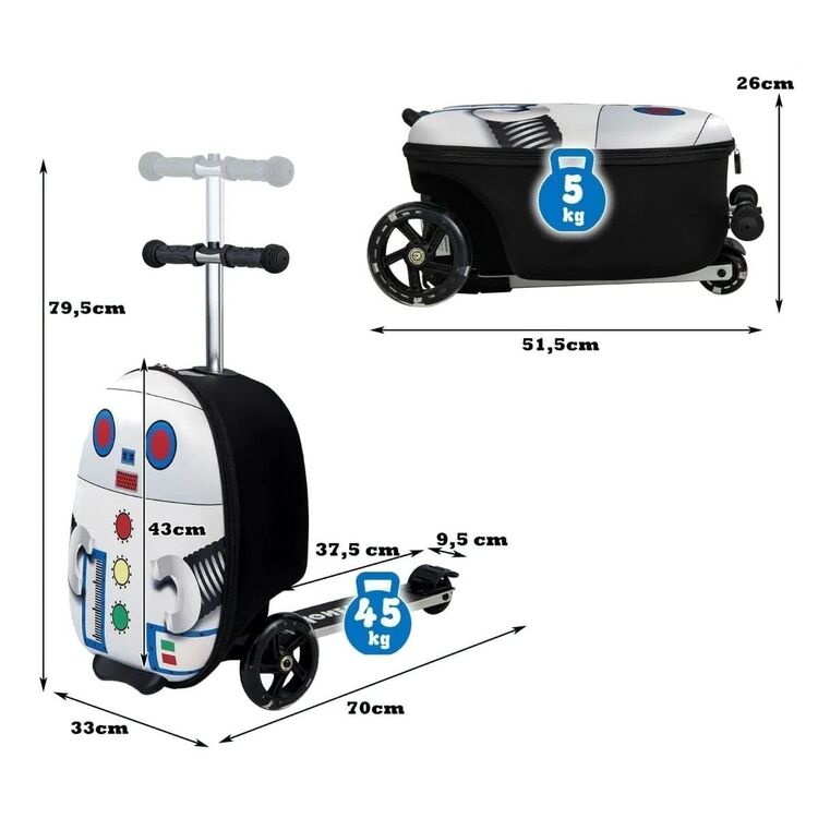 Trotineta valiza pentru copii 2in1 Costway TS10055WH (White) cumpără în ...