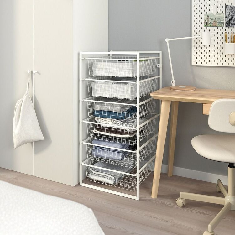 Sistem depozitare Ikea Jonaxel cadru/cosuri de sarma 50x51x104 (Alb ...