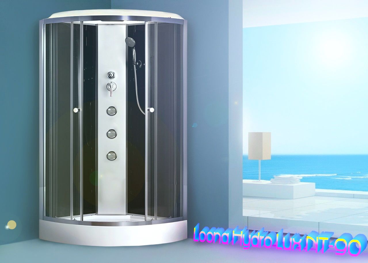 Cabina de dus cu hidromasaj Breezz Loona Hydro Lux NT-90 (White/Satin ...